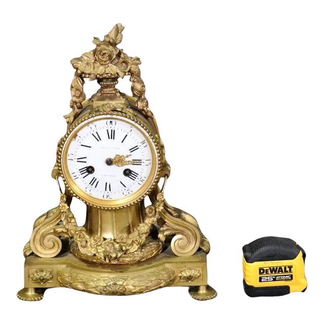French Bronze Antique Mantle Desk Clock | Chairish