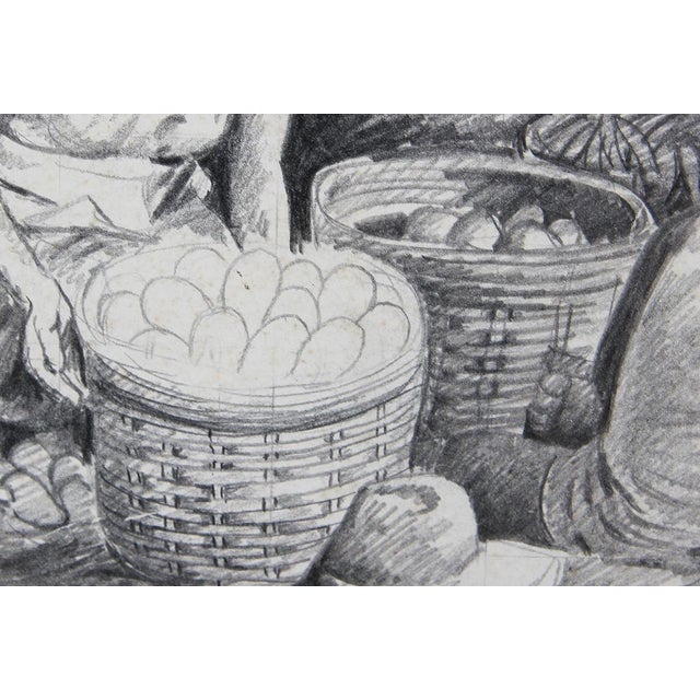 1984 Filipino Women and Children in a Pastoral Scene Drawing by Jose v ...