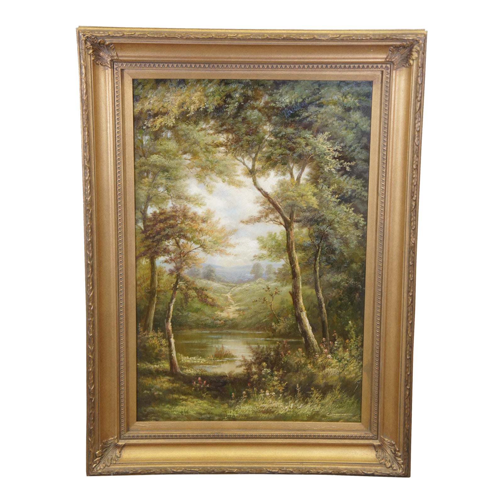Cirocco Pastoral Forest Landscape Oil Painting on Canvas Gold Frame 46 ...