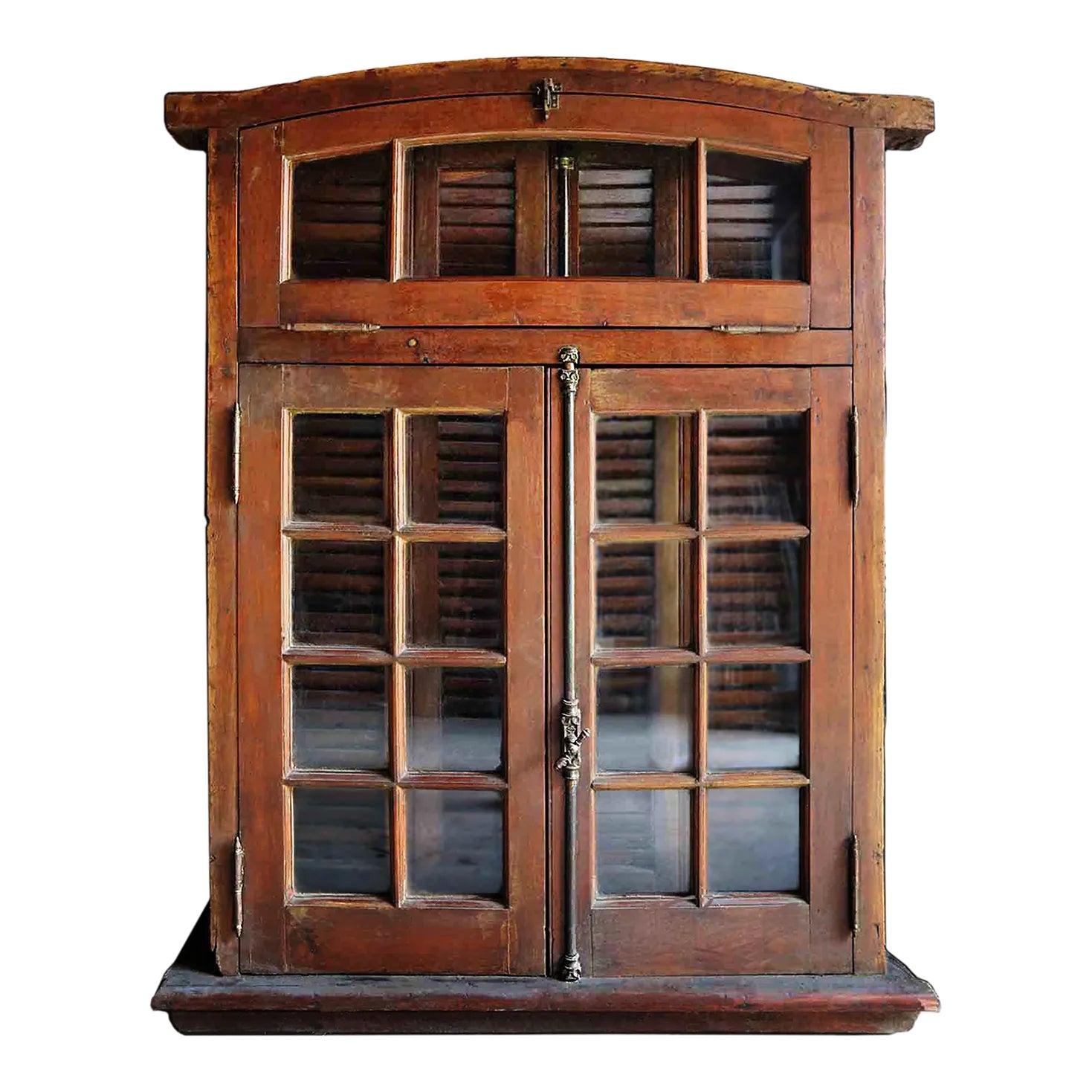 Antique Italian Window Unit With Transom and Shutters | Chairish