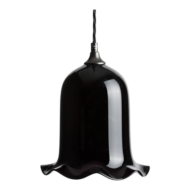 Black Nouveau Bell Pendant Black Glass Colour | Chairish