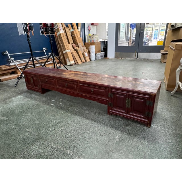 Asian Reclaimed Wood Low Console Table | Chairish