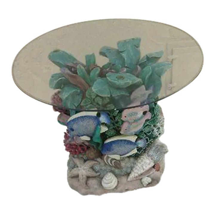 1980s Great Barrier Reef Sea Life Coffee Table Base With Glass Top ...