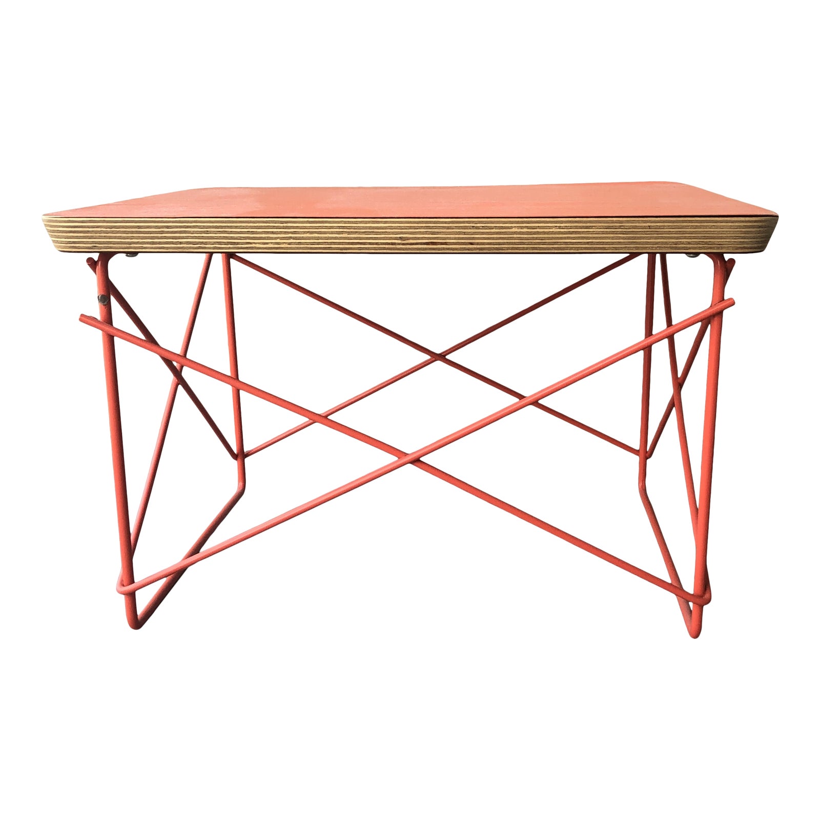 Eames Ltr Mid-Century Modern Red Wire Base Table | Chairish