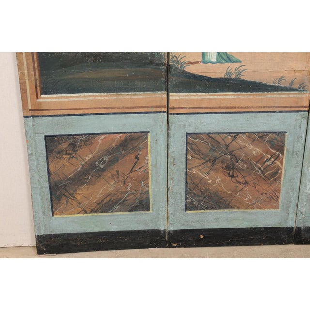 19th Century French Folding Screen With Original Hand-Painted Outdoor ...