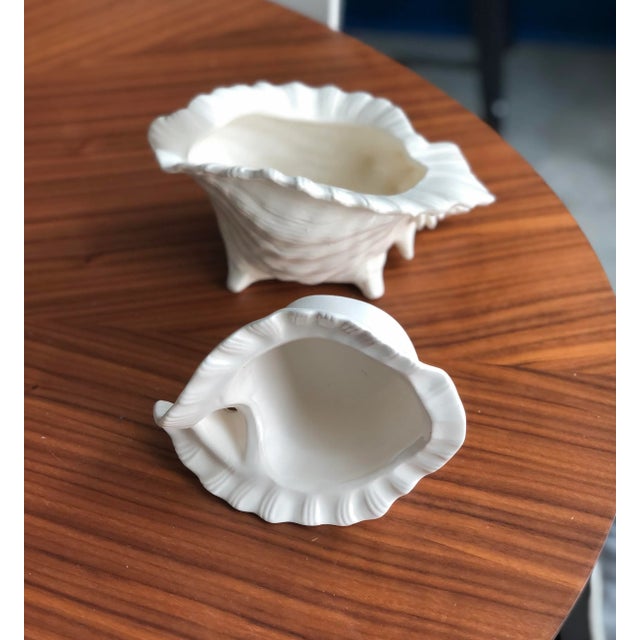 Vintage Ceramic Conch Shell Cachepot Planter | Chairish