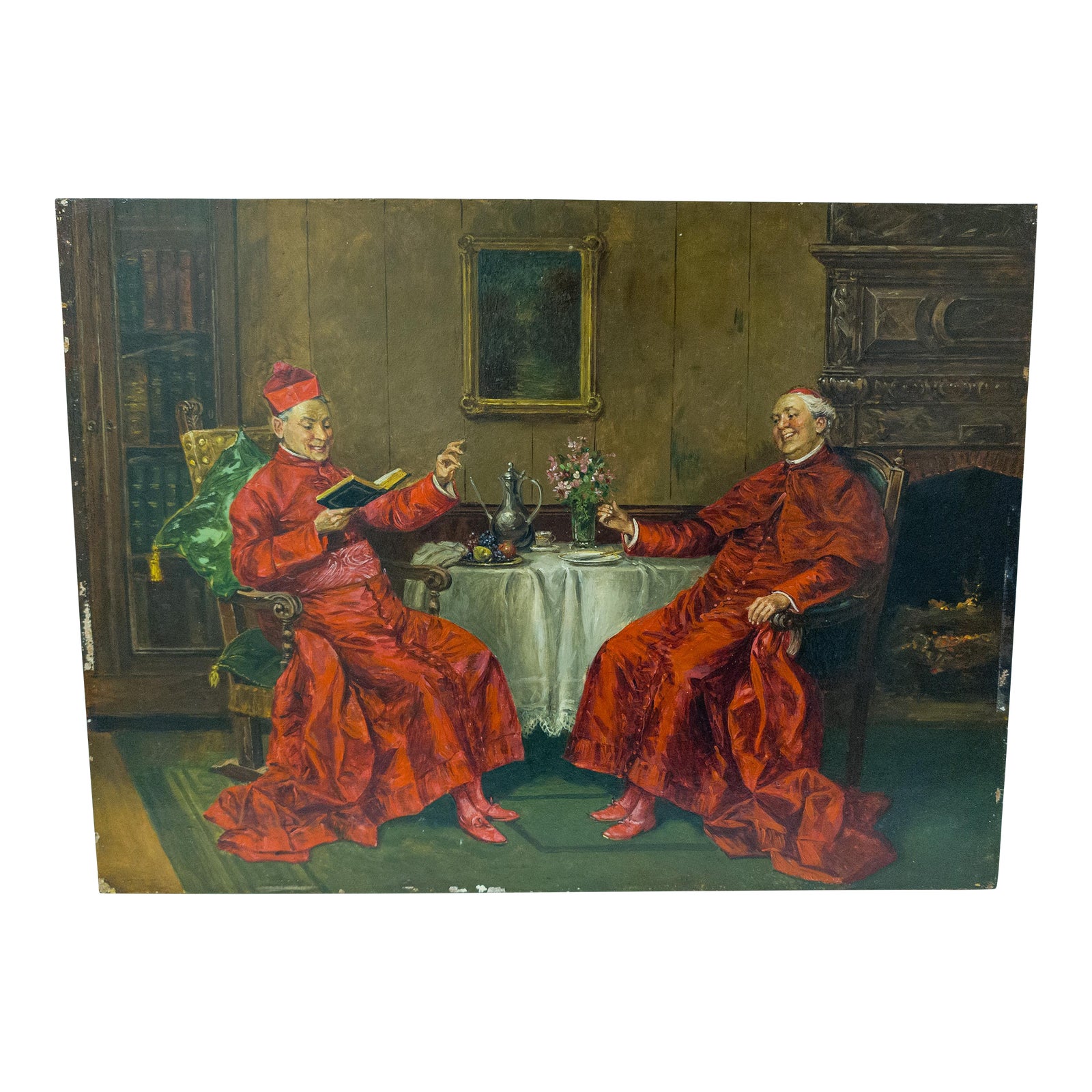 Early 20th Century Italian Oil Painting of Cardinals Signed Signori ...