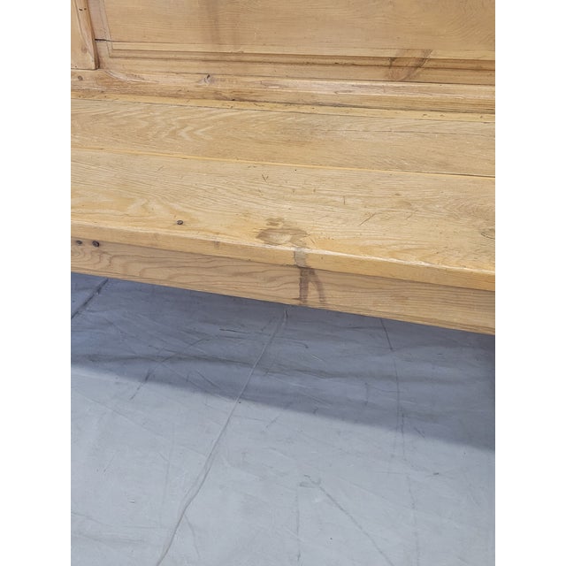 Antique Rustic Pine Long Settle Bench Banquette Seating With Cushion | Chairish