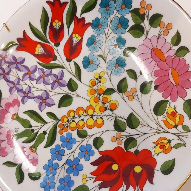 Hand-Painted and Numbered Plate from Kalocsa, Hungary, 1970s | Chairish
