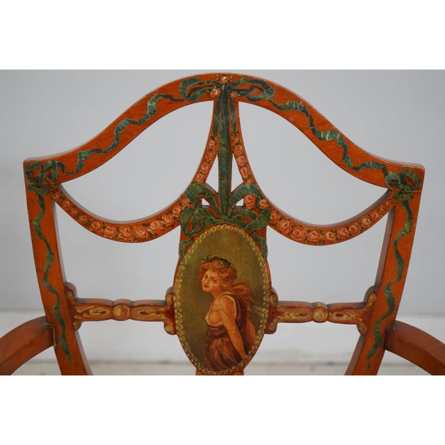 Antique Adam Paint Decorated Cane Seat Armchair | Chairish
