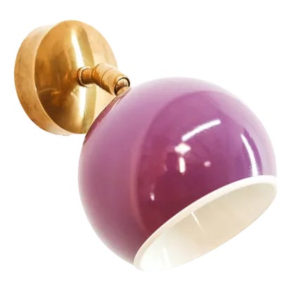 Adjustable Sconce with Purple Metal Dome | Chairish