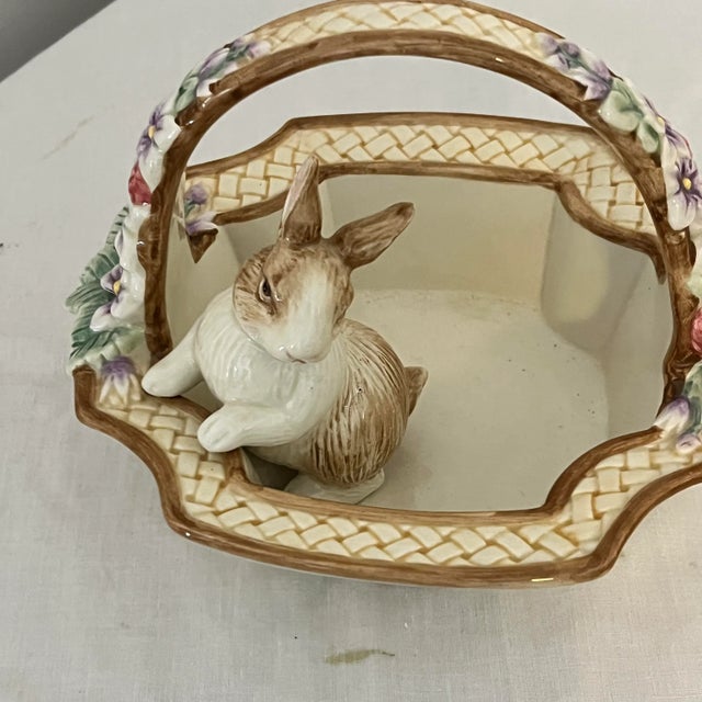 Fitz and Floyd Rabbit in Basket | Chairish