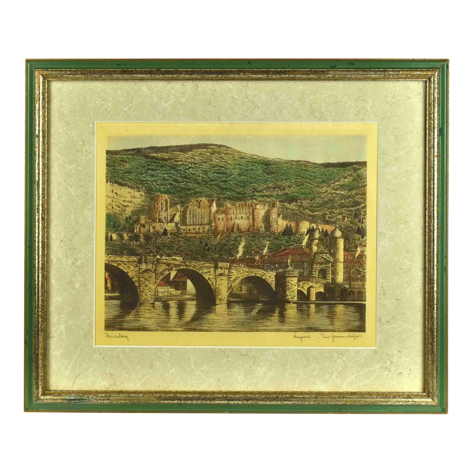 Early 20th Century Ernst Geissendorfer Signed Color Etching on Silk ...