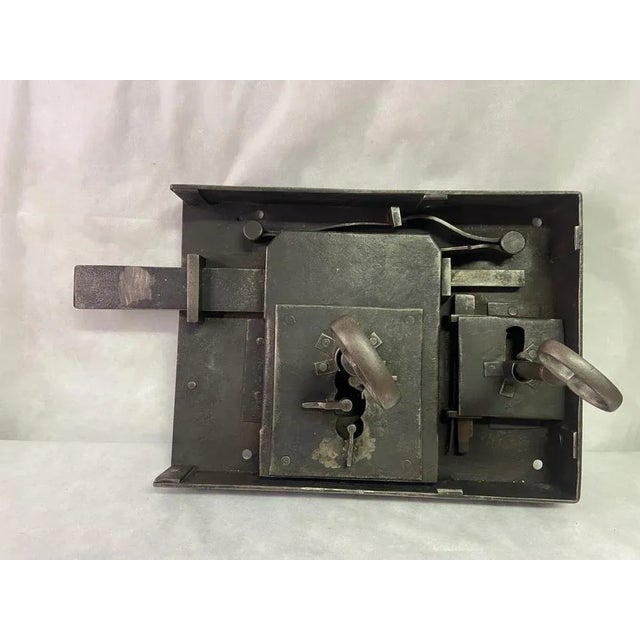 19th Century Bank Lock with Double Cast Iron key | Chairish