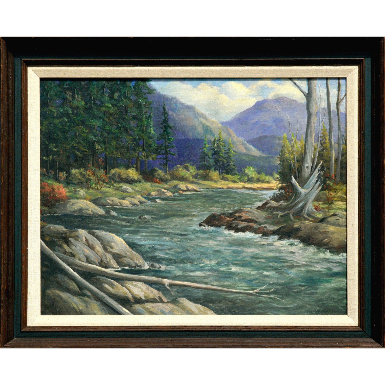 Mid Century Idaho Pack River Landscape Painting by Laura Lindberg ...