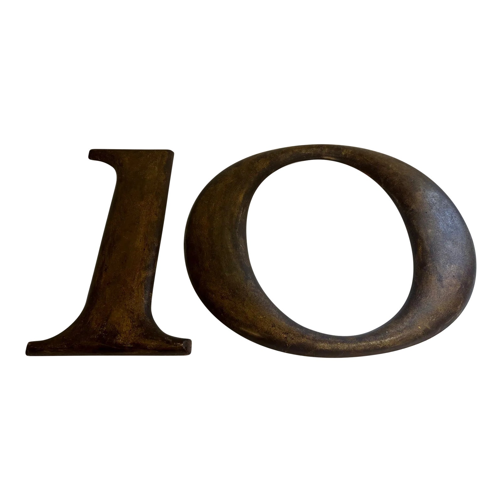 Large Woolworth & Co Gilt Metal Number Ten Sign Wall Sculpture | Chairish