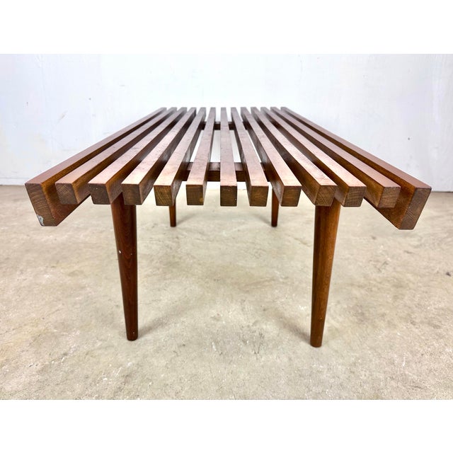 Mid Century Modern George Nelson Style Slat Bench | Chairish