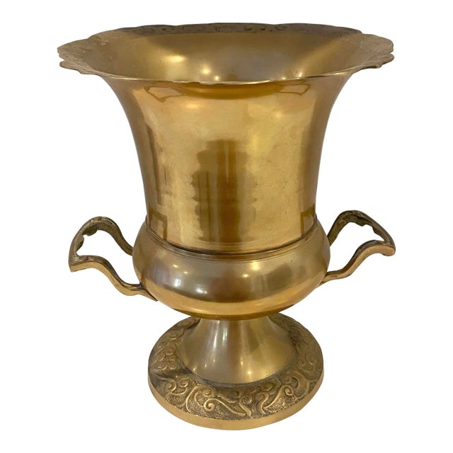 Vintage Hollywood Regency Polished Brass Urn Champagne Bucket | Chairish
