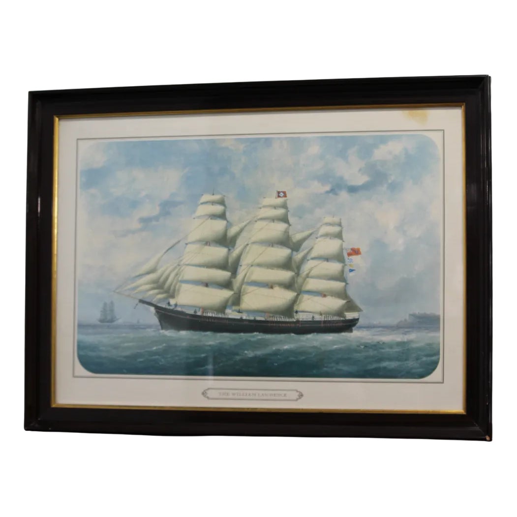 Large Clipper Ship, 1950s, Engraving, Framed | Chairish