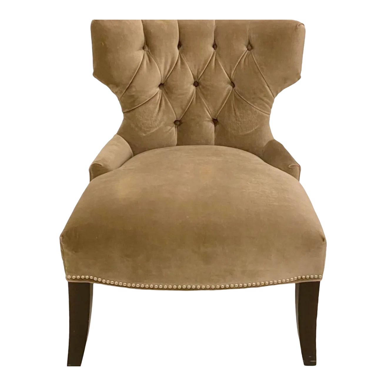 Room & Board Charcoal Gray Tufted Velvet Wing Side Chair | Chairish