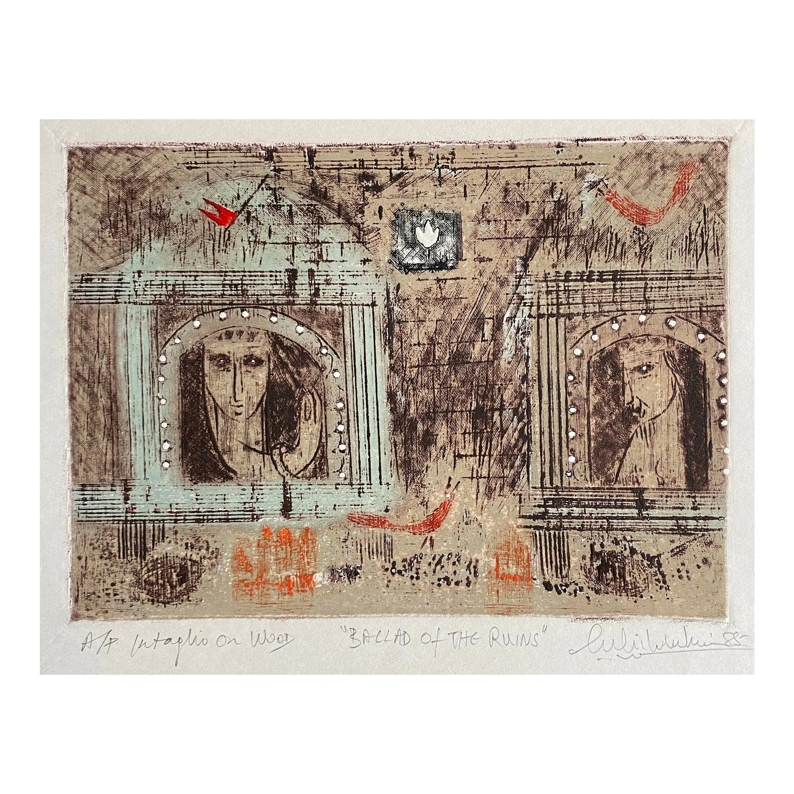 1985 Ballad of the Ruins Intaglio | Chairish