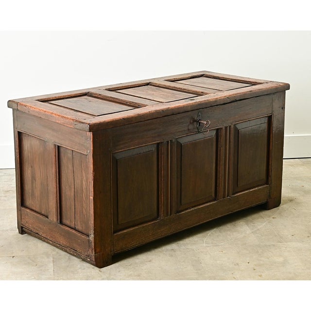 French Carved Oak Paneled Trunk | Chairish