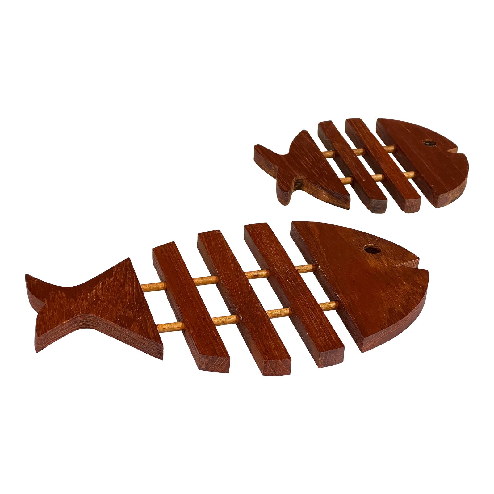 Vintage Mid Century Danish Modern Teak Figural Fish Trivets - a Pair ...