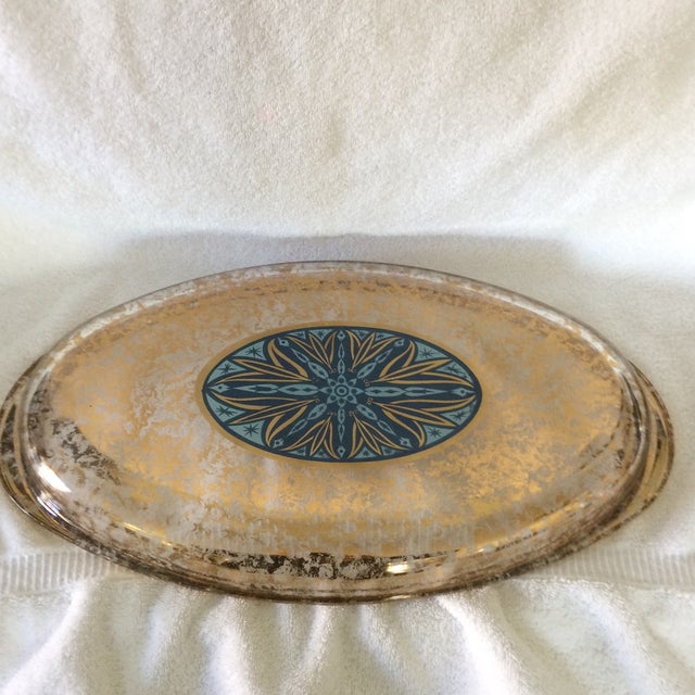 vintage Pyrex kitchen blue gold georges briard dish serving plate Pyrex ...