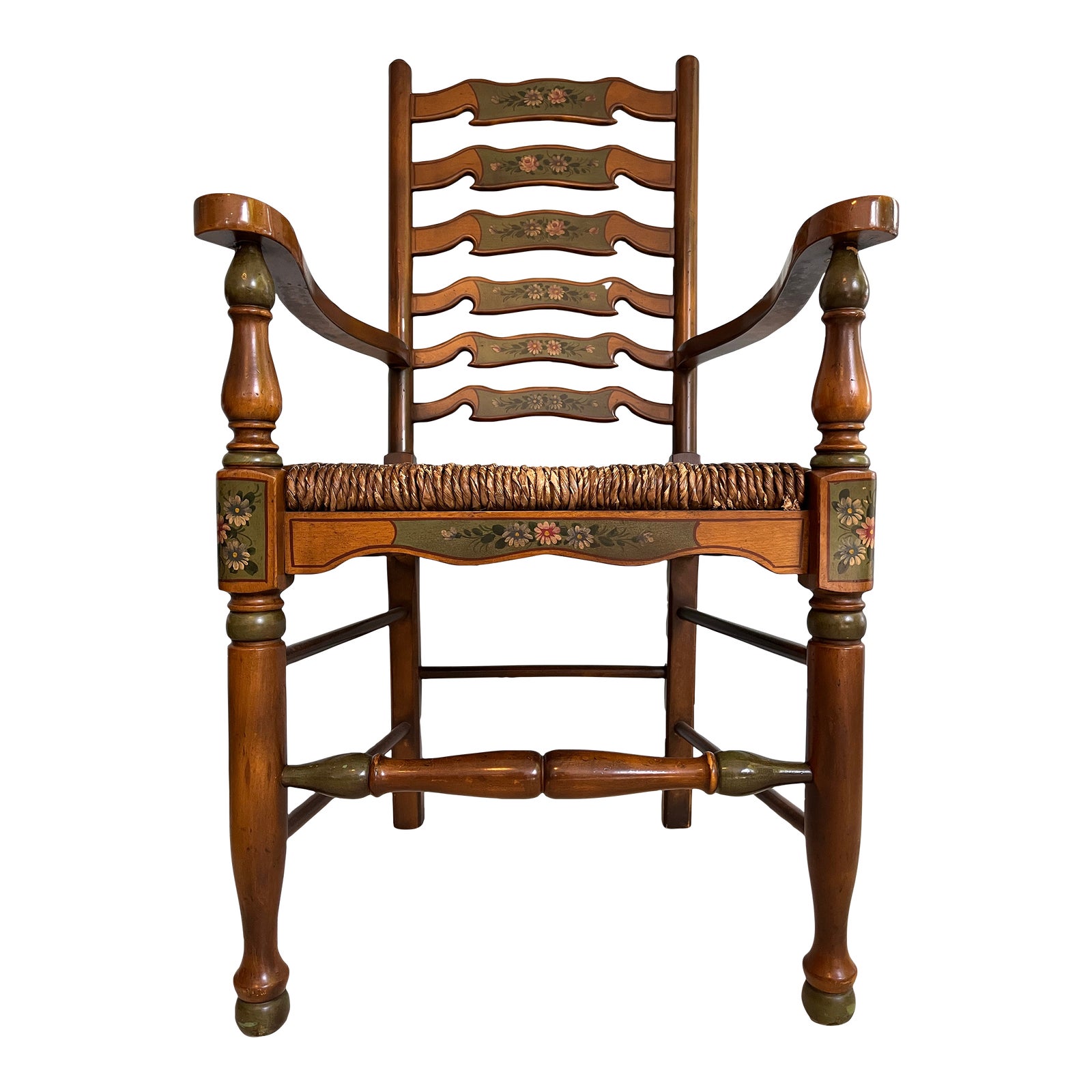 Mid 19th Century English Wavy Ladder Back Arm Chair- Find Oak Dining ...