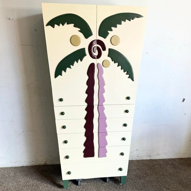 Tropical Chic Palm Tree Purple and Green Armoire Chairish
