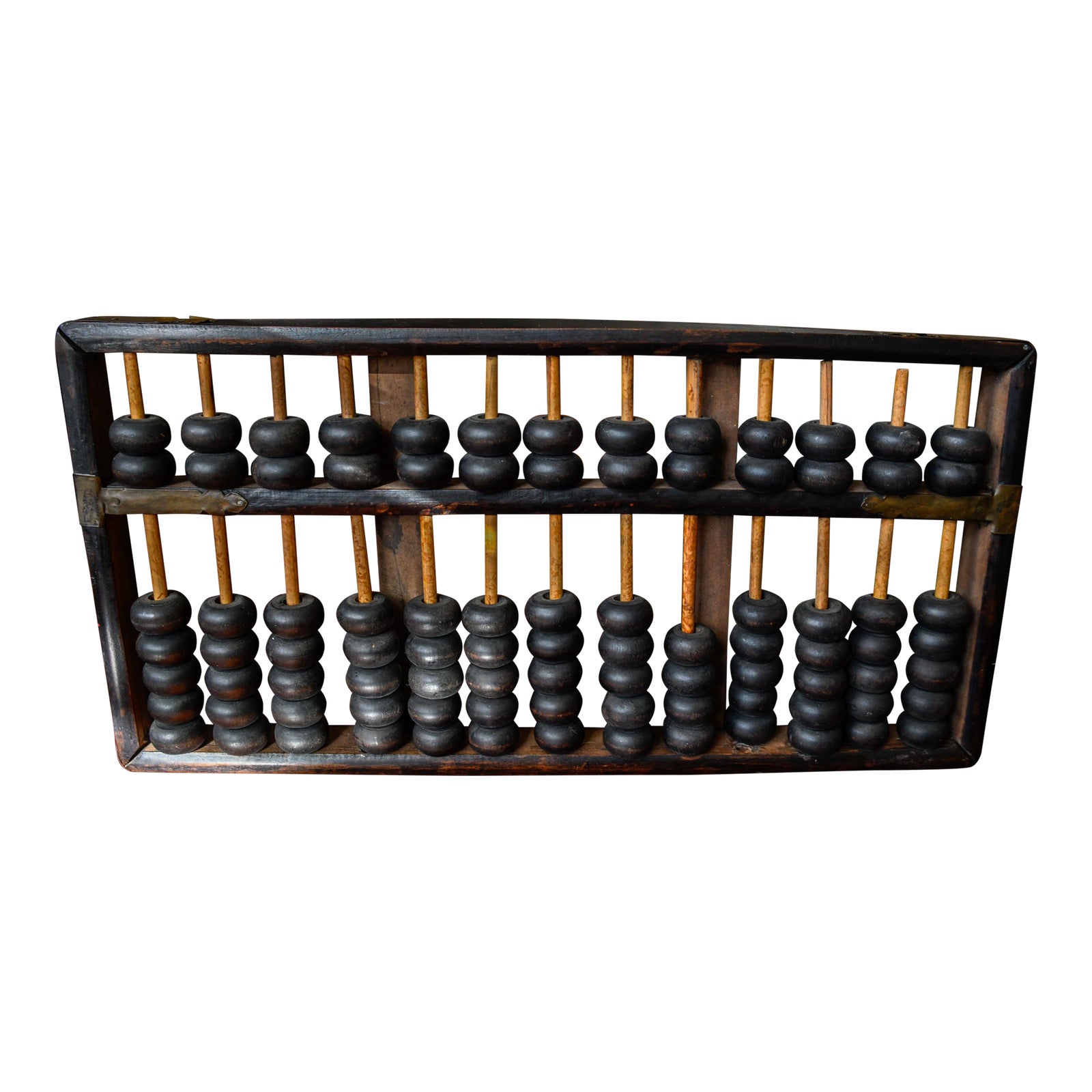 Large Vintage Chinese Wooden Abacus With Metal Accidents | Chairish