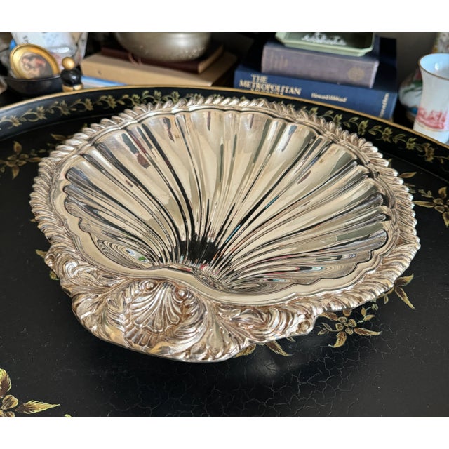 Vintage Silver Plate Scallop Shell Serving Bowl | Chairish