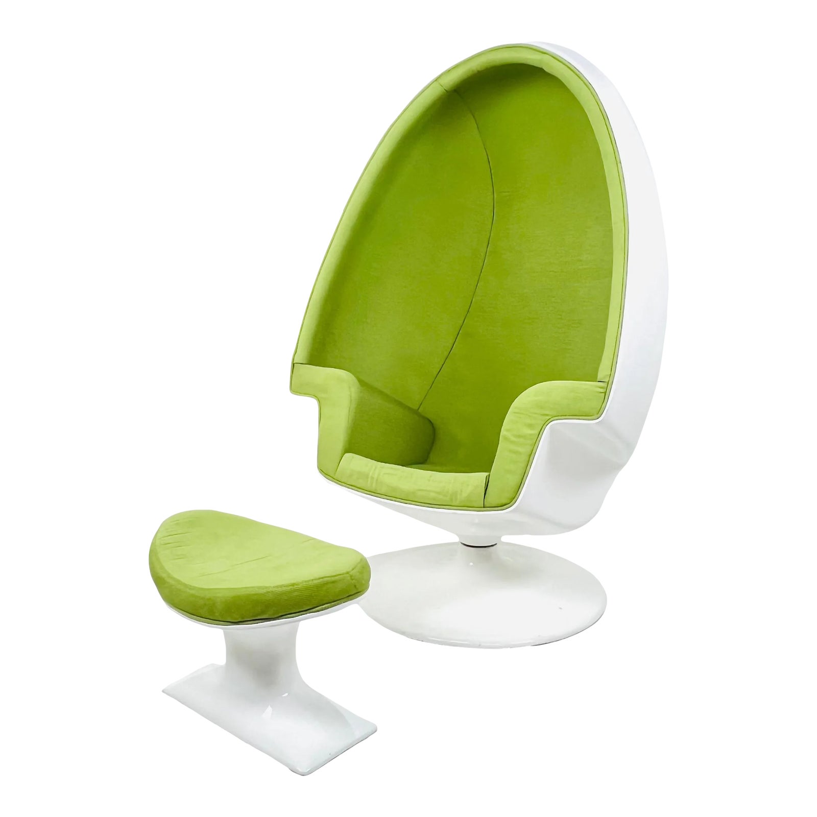 1990s Alpha Egg Chair With Ottoman in the Style of Lee West | Chairish