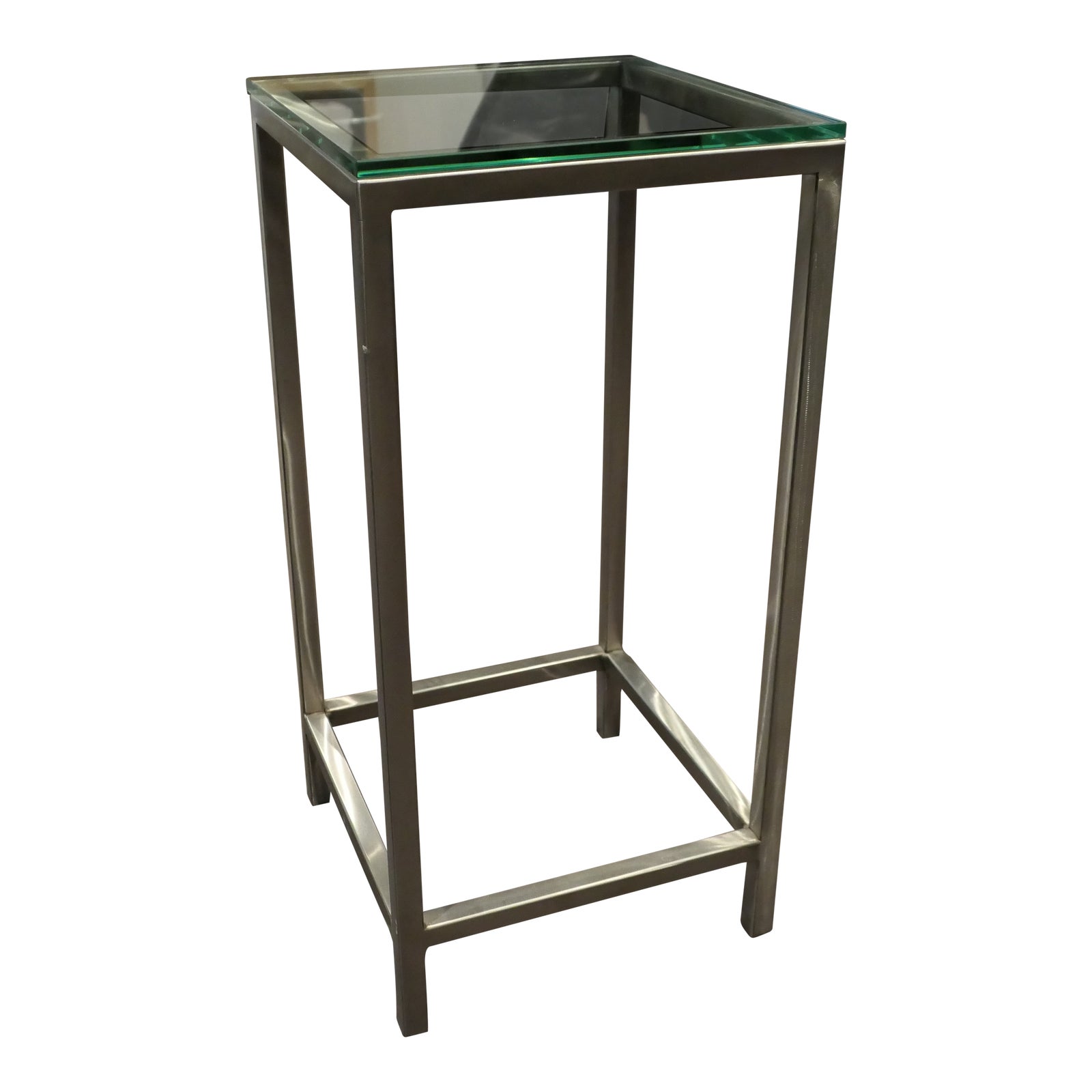 Modern Chrome and Glass Top Side Table | Chairish