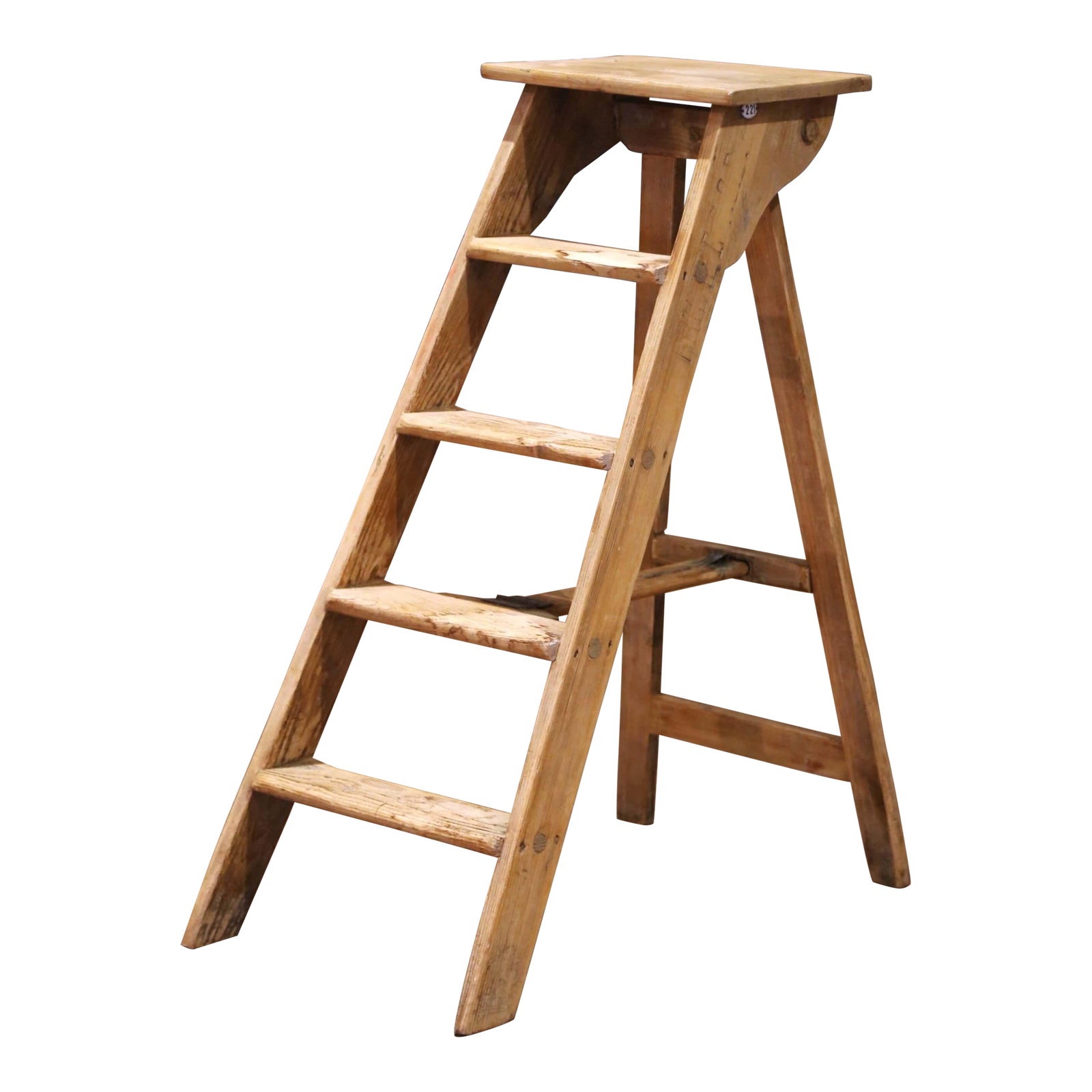 19th Century French Folding Pine Five-Step Ladder With Numbered Plaque ...