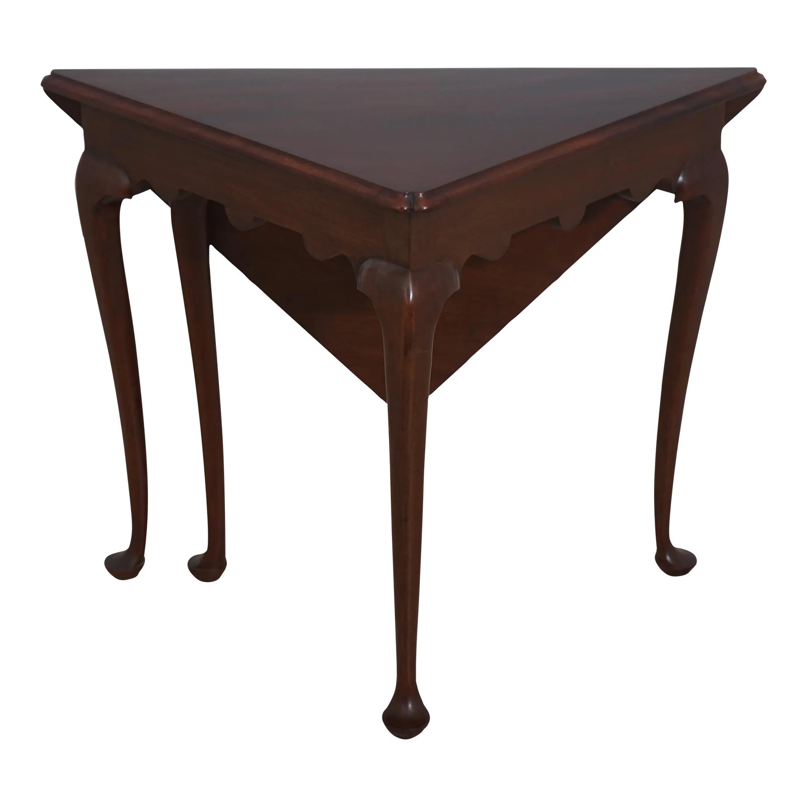 Biggs Queen Anne Mahogany Drop Leaf Handkerchief Table | Chairish