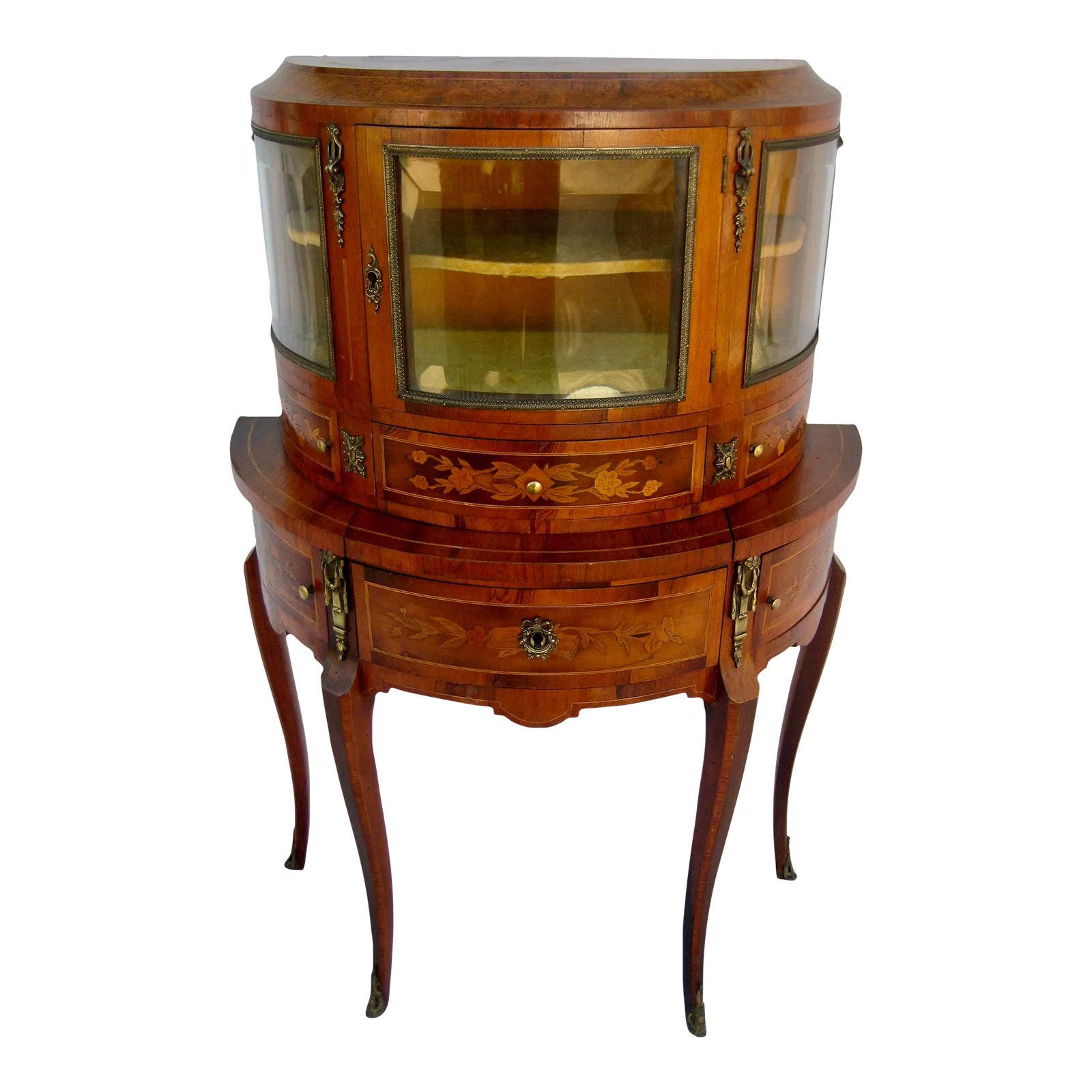 Mid 19th Century Napoleon III Demi Lune Vitrine/Desk | Chairish