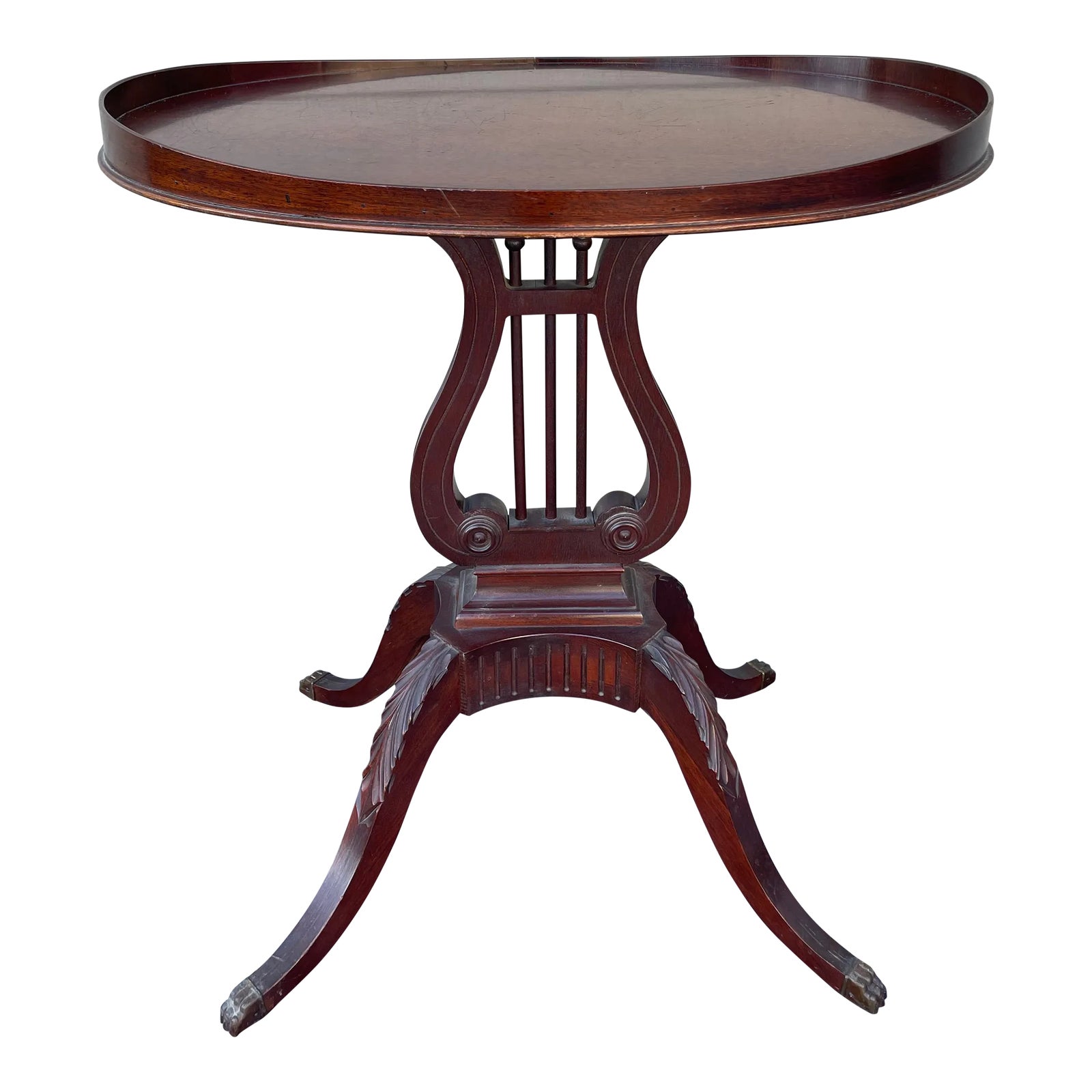 Early 20th Century Mersman Lyre Base Occasional Table | Chairish