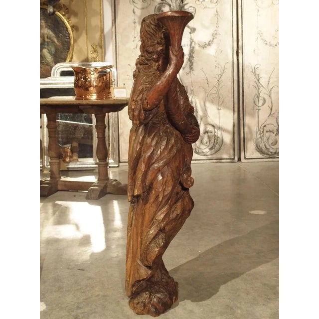 Circa 1650 Carved Hardwood Figural Cornucopia Statue From Italy | Chairish