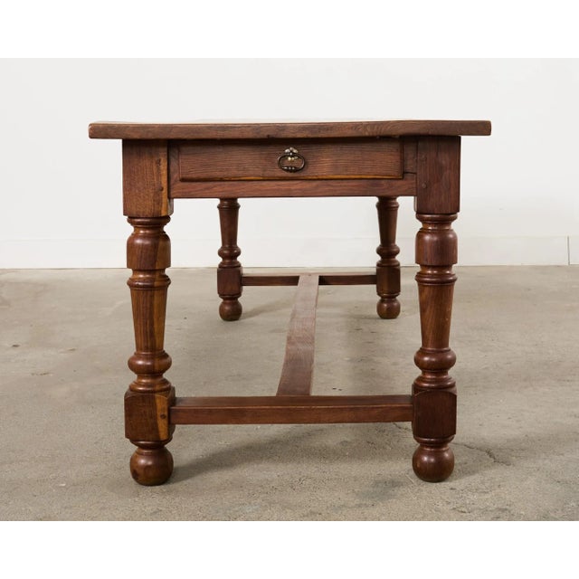 Country English Provincial Oak Farmhouse Trestle Dining Table | Chairish