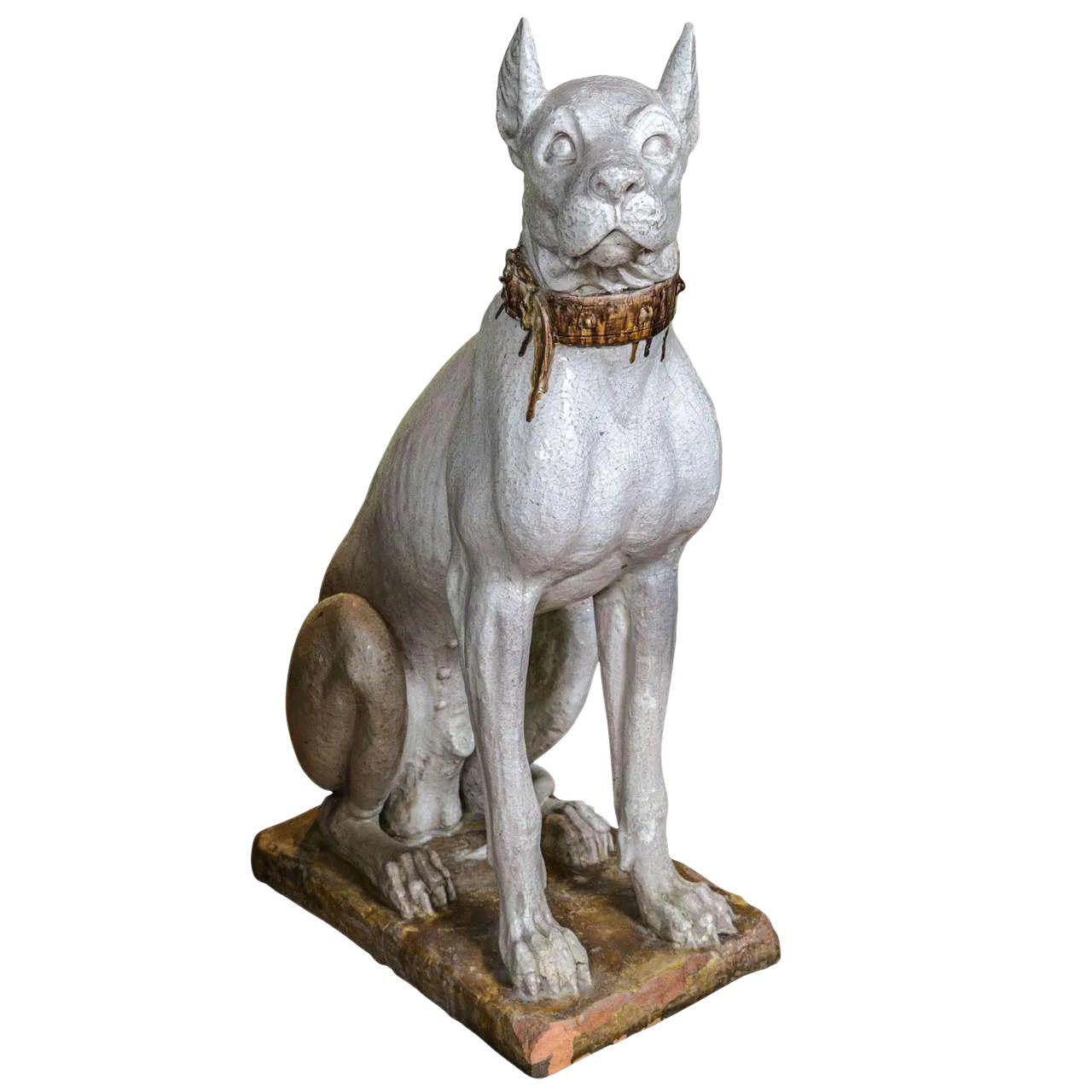 Terra Cotta Great Dane Dog Statue | Chairish