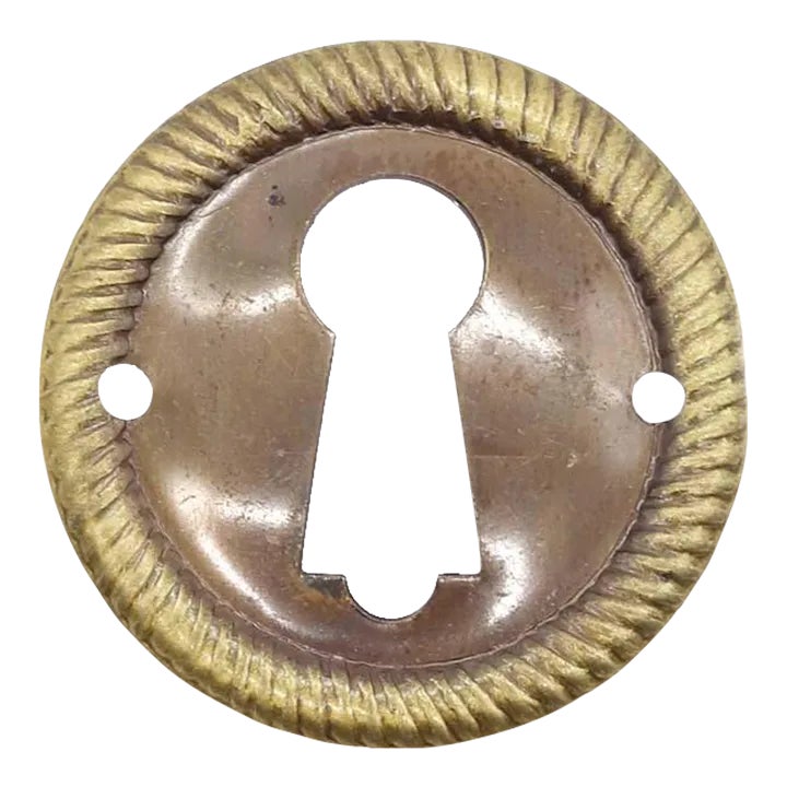 Vintage 1 In. Brass Keyhole Cover With Braided Detail | Chairish