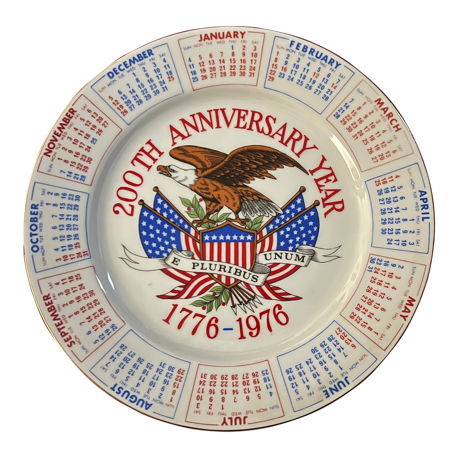 1976 Bicentennial Calendar Plate | Chairish