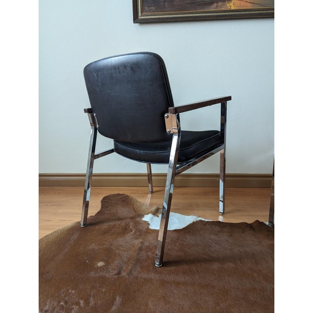 1960s Pair Mid Century Modern Black Chrome Tanker Desk Lounge Office ...