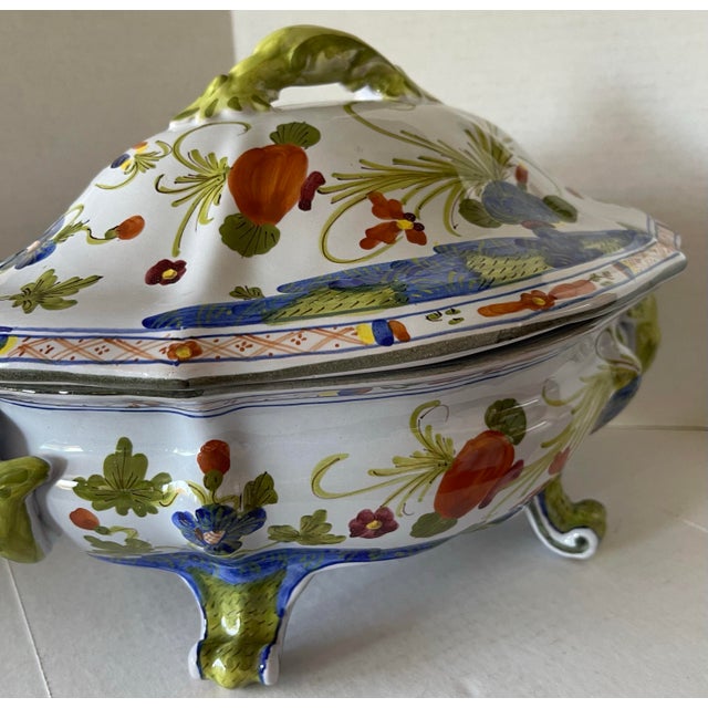 Italian Garofano Carnation Faience Style Large Tureen | Chairish
