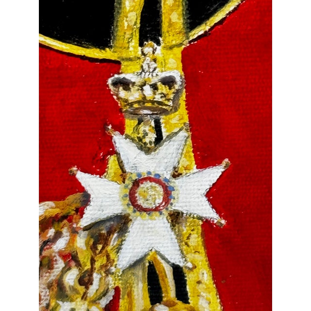 1990s Oil Painting Portrait Charles Prince of Wales Wearing Red Mess ...