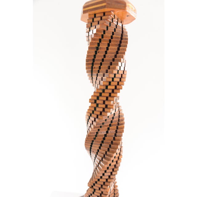 Handmade Spiral Helix Wood Lamp | Chairish