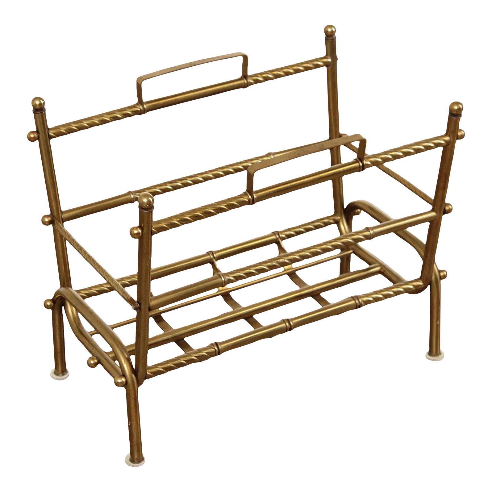 Vintage Hollywood Regency Brass Magazine Rack | Chairish