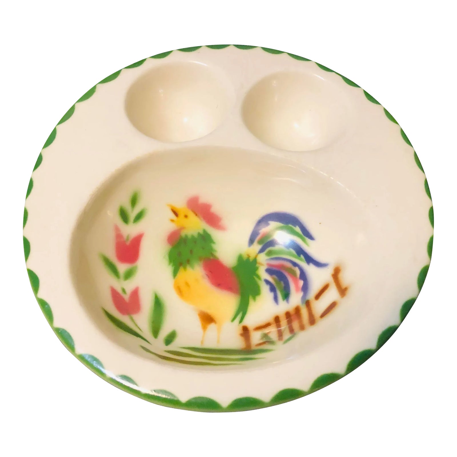 Vintage Cardinal Egg Cup Plate | Chairish