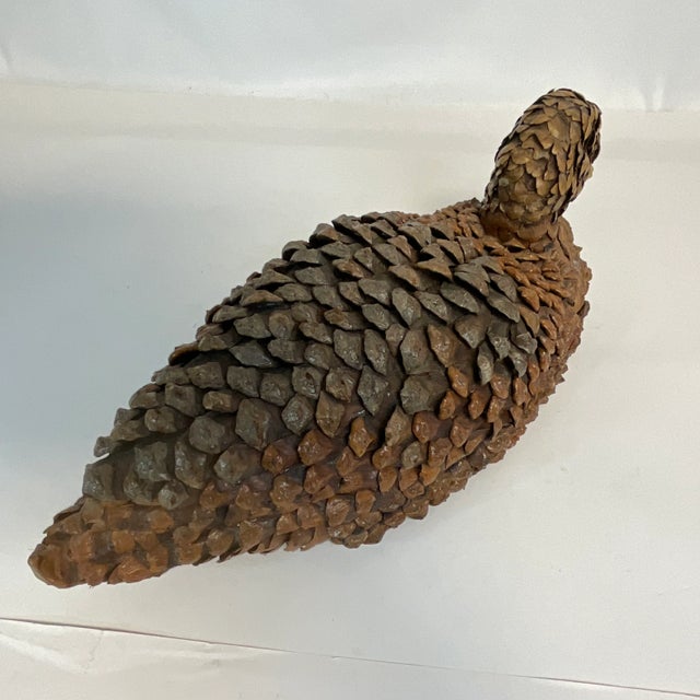 1950s Arts & Crafts Boho Chic Pine Cone Over Paper Mache’ Duck Figurine ...